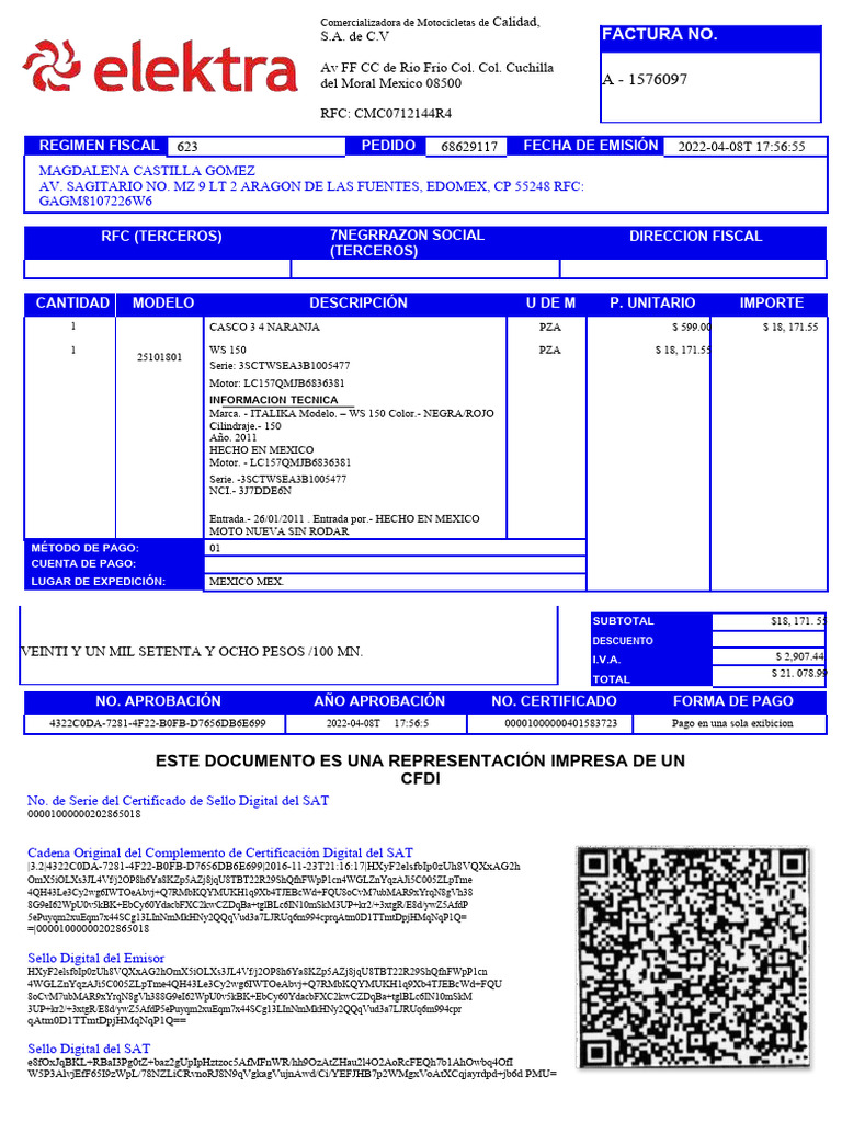 Factura Elektra | PDF