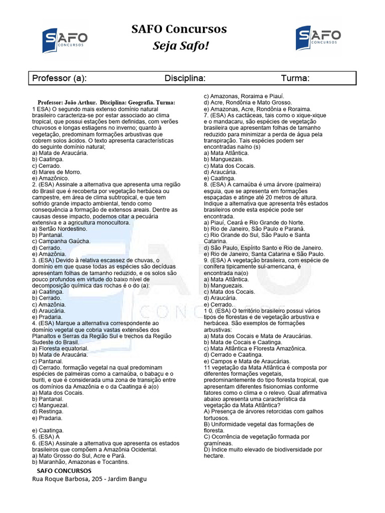 Vegetação Safo | PDF