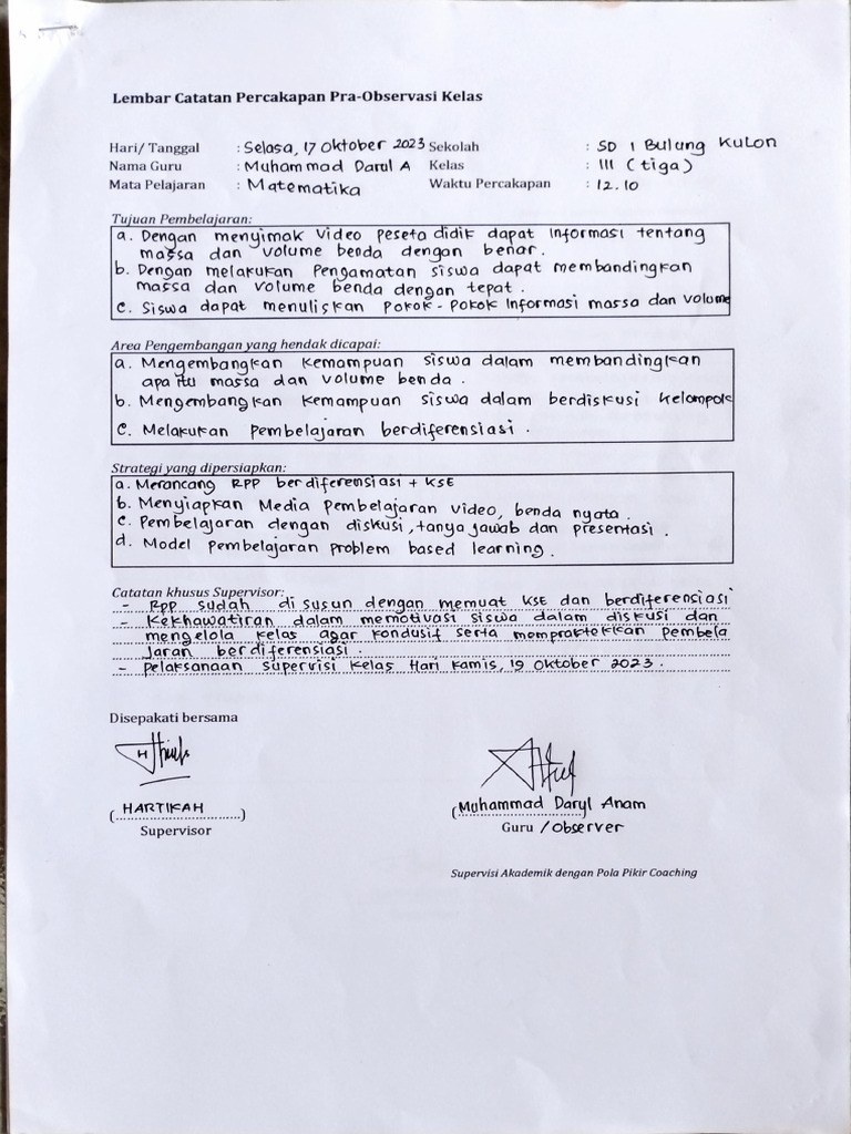 Lembar Supervisi | PDF