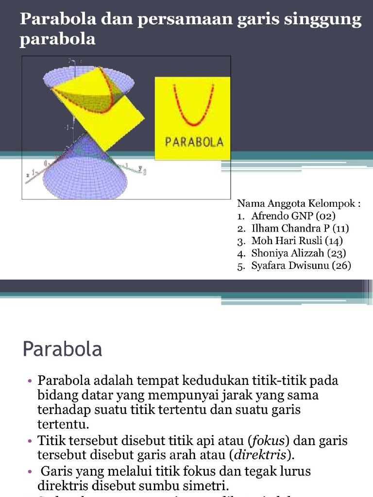 PDF Parabola Dan Persamaan Garis Singgung Pada Parabola Compress 4 | PDF