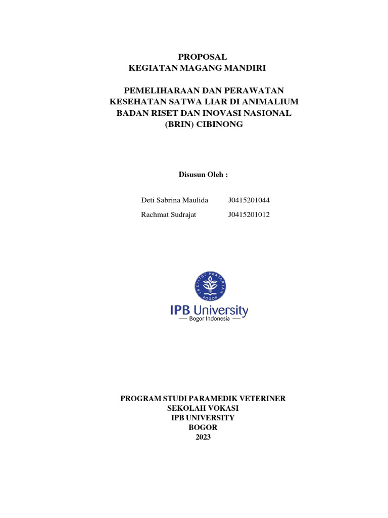 Proposal Magang ANIMALIUM BRIN Cibinong-1-Signed | PDF
