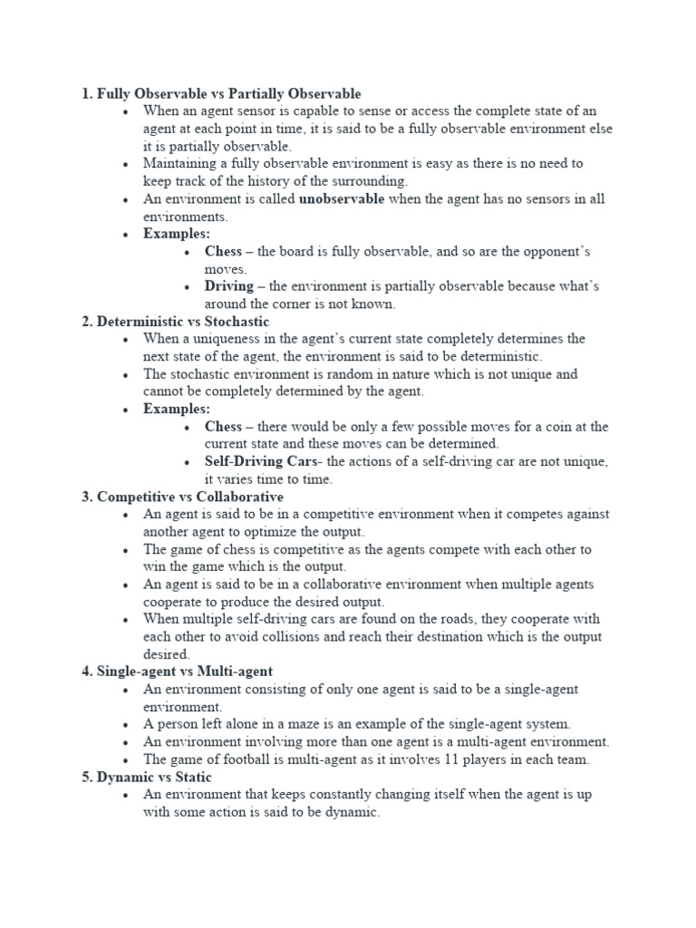 Properties of Task Environments | PDF | Discrete Time And Continuous ...