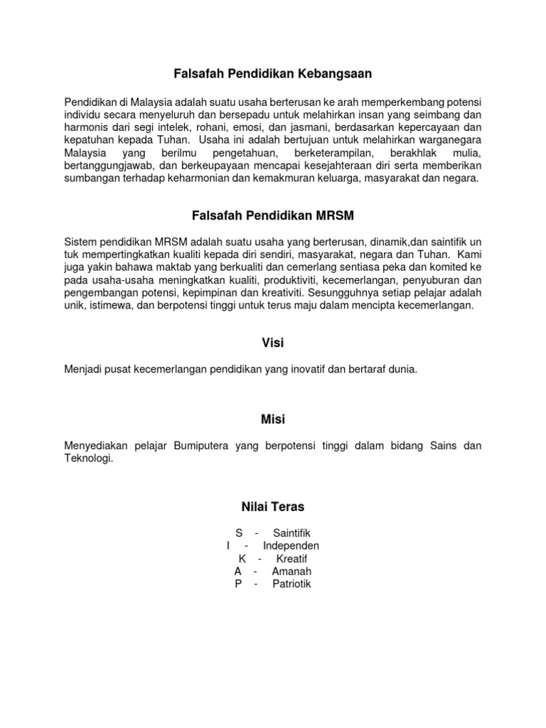 Sistem Pendidikan MRSM | PDF