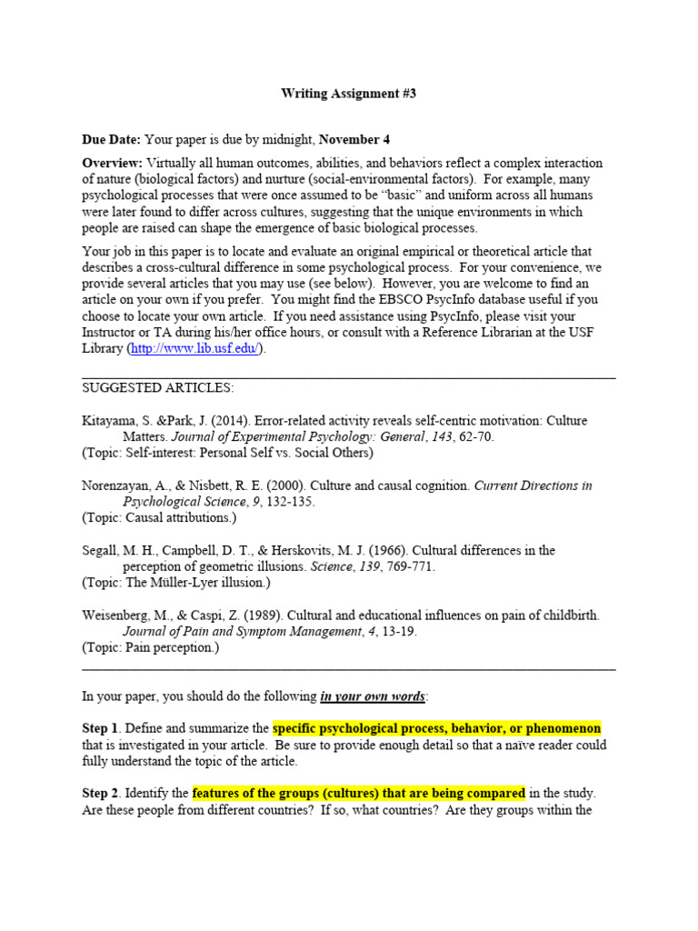 Writing Assignment 3 Instructions | PDF