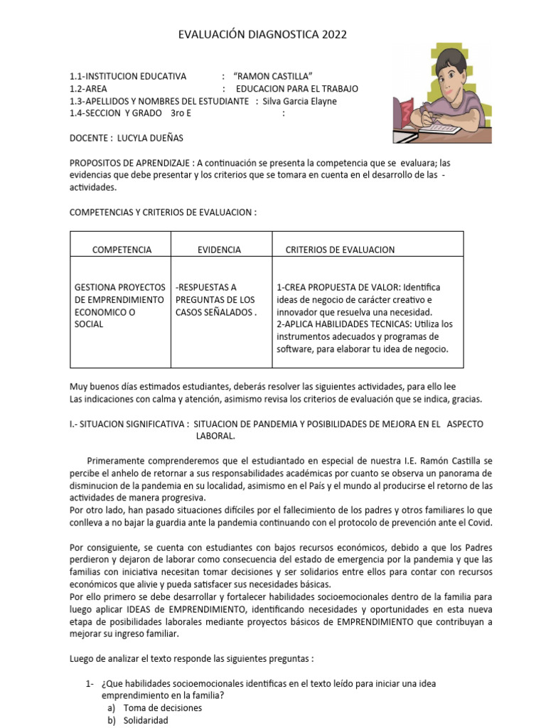 Eval. Diagnostica Ept 2022 | PDF