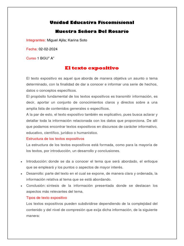 Informe de Texto Expositivo | PDF