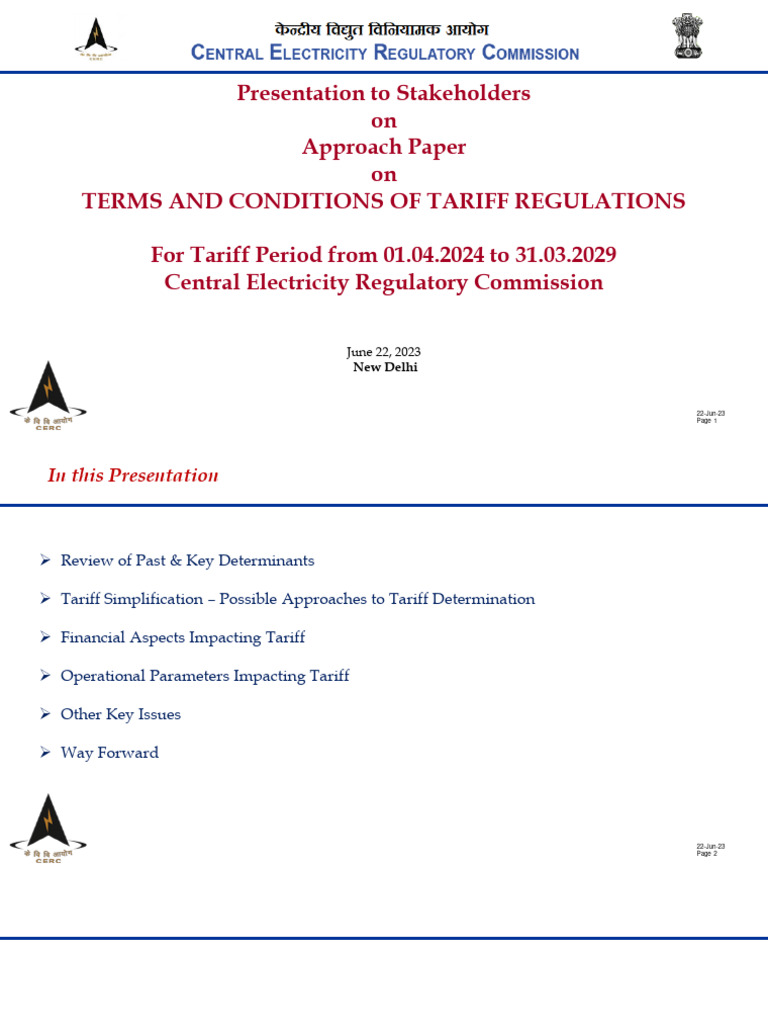 PPT-Approach Paper-Tariff Regulations 2024-29 | PDF