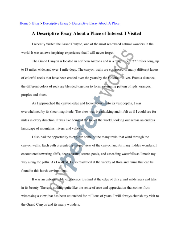 A Descriptive Essay About A Place of Interest I Visited PDF | PDF