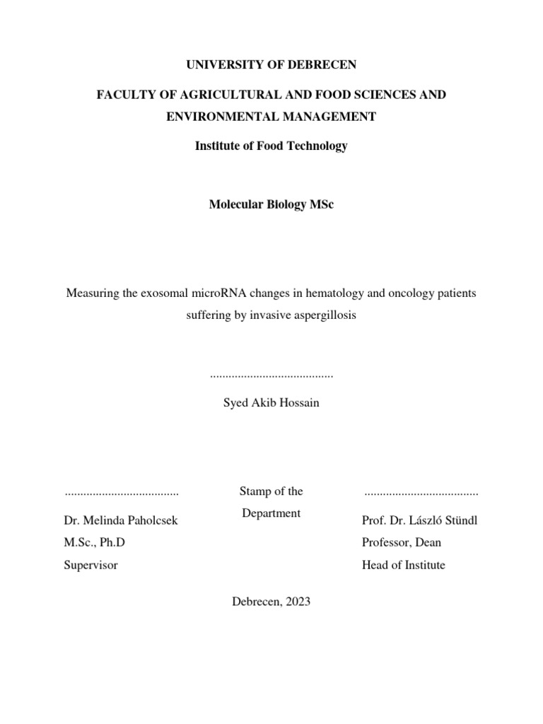 Measuring The Exosomal microRNA Changes in Hematology and Oncology Patients Suffering by ...