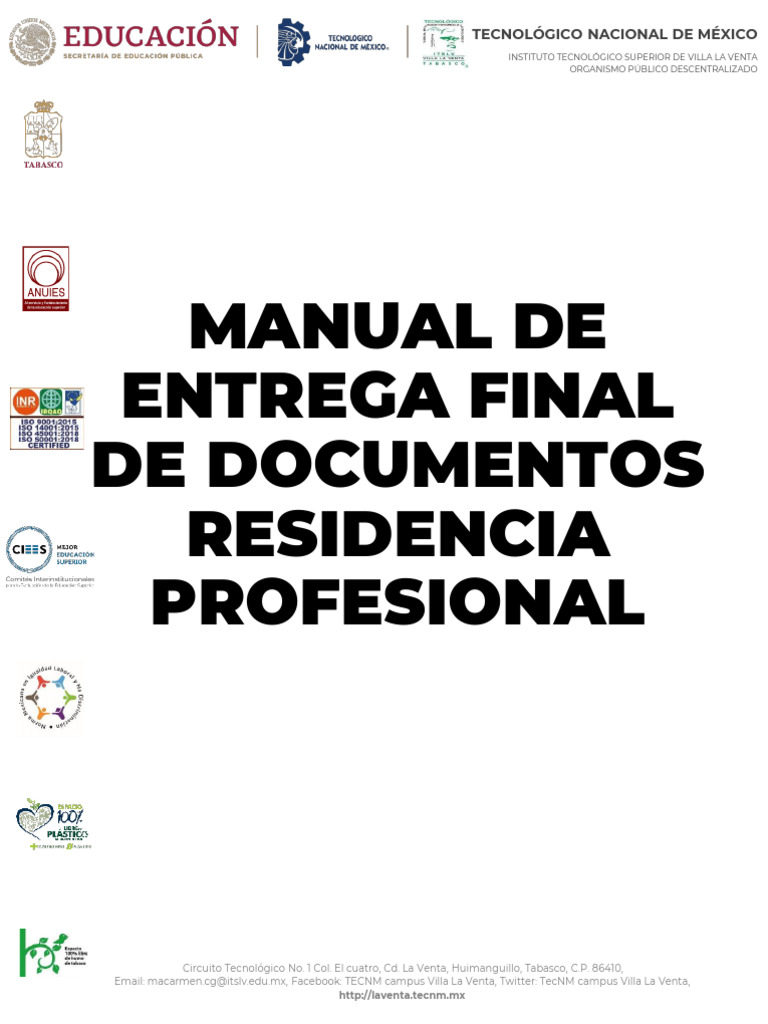 Manual de Entrega Final de Documentos Residencia Profesional | PDF