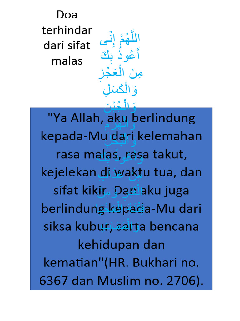 Doa Terhindar Dari Sifat Malas | PDF Doa Terhindar Dari Sifat Malas | PDF