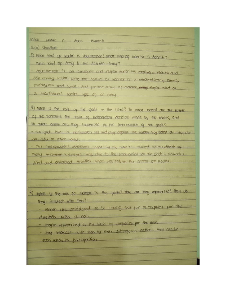 Assignment On The Iliad and Odyssey-Apas | PDF