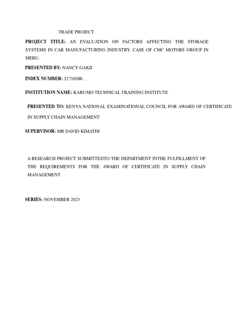 Nancy Gakii Trade Project | PDF