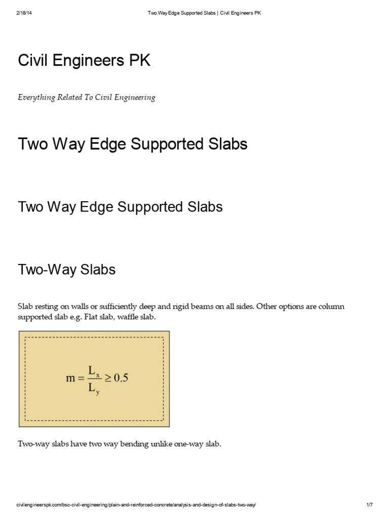 Two Way Edge Supported Slabs - Civil Engineers PK | PDF | Reinforced Concrete | Building Engineering