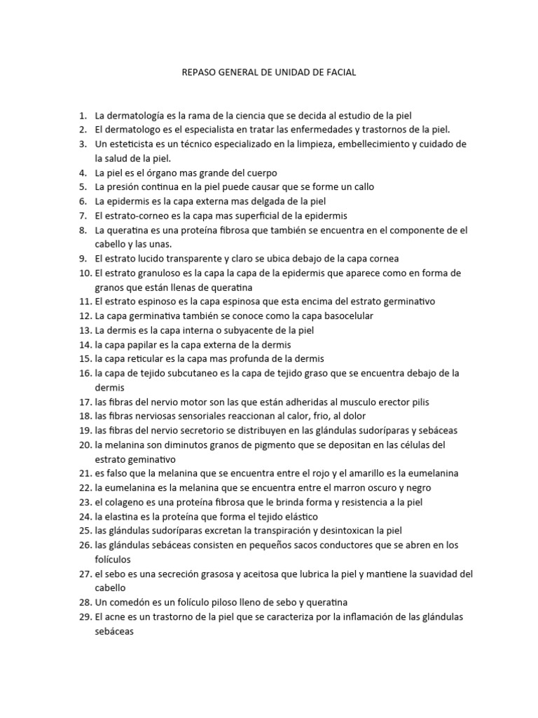 Repaso General de Unidad de Facial | PDF
