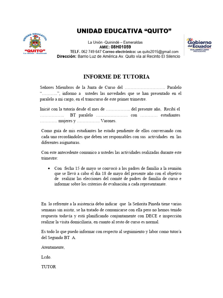 Informe de Tutoria | PDF
