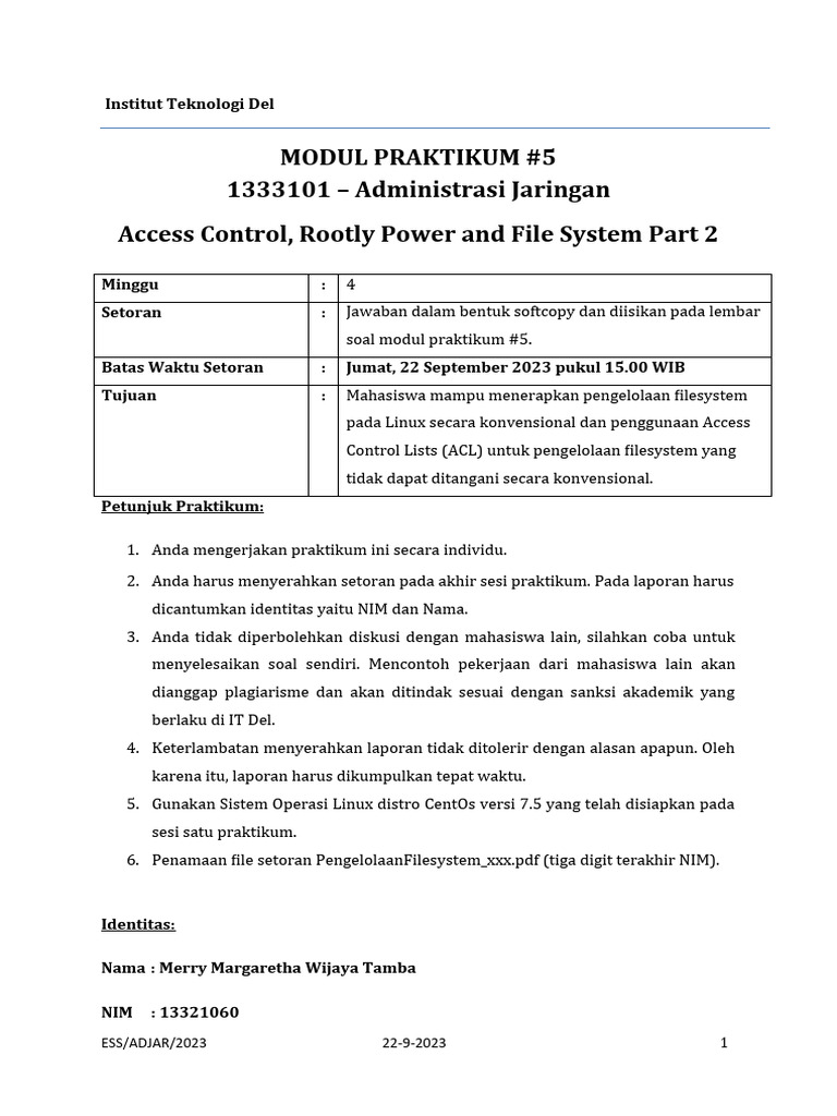 Praktikum 5 AccessControl RootlyPower Filesystem Part 2 | PDF