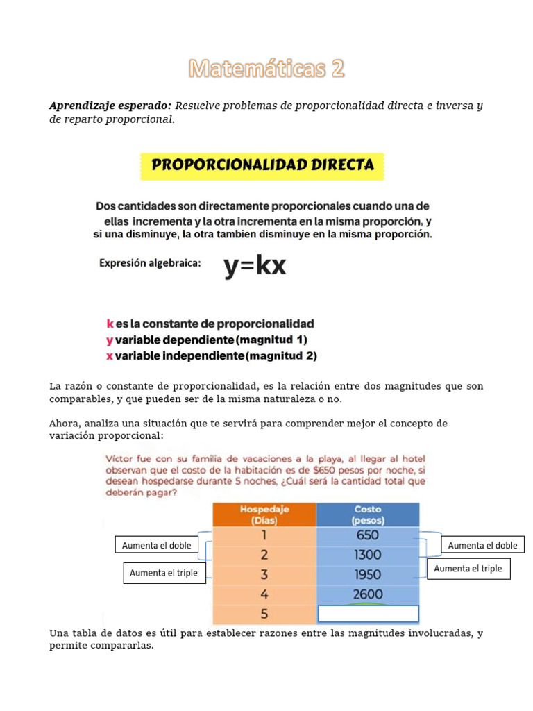 Proporcionalidad Directa e Inversa en Problemas Matemáticos | PDF