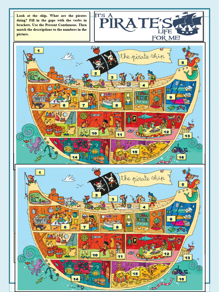 its-a-pirates-life-for-me-grammar-drills-picture-description-exercises ...