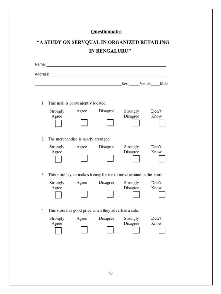Sample Marketing Questionnaire | PDF | Retail | Marketing