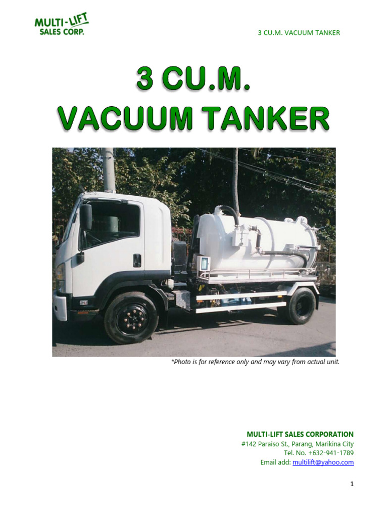 STD 3 Cubic Meter MULTI-LIFT VACUUM TANKER SPECS | Download Free PDF ...