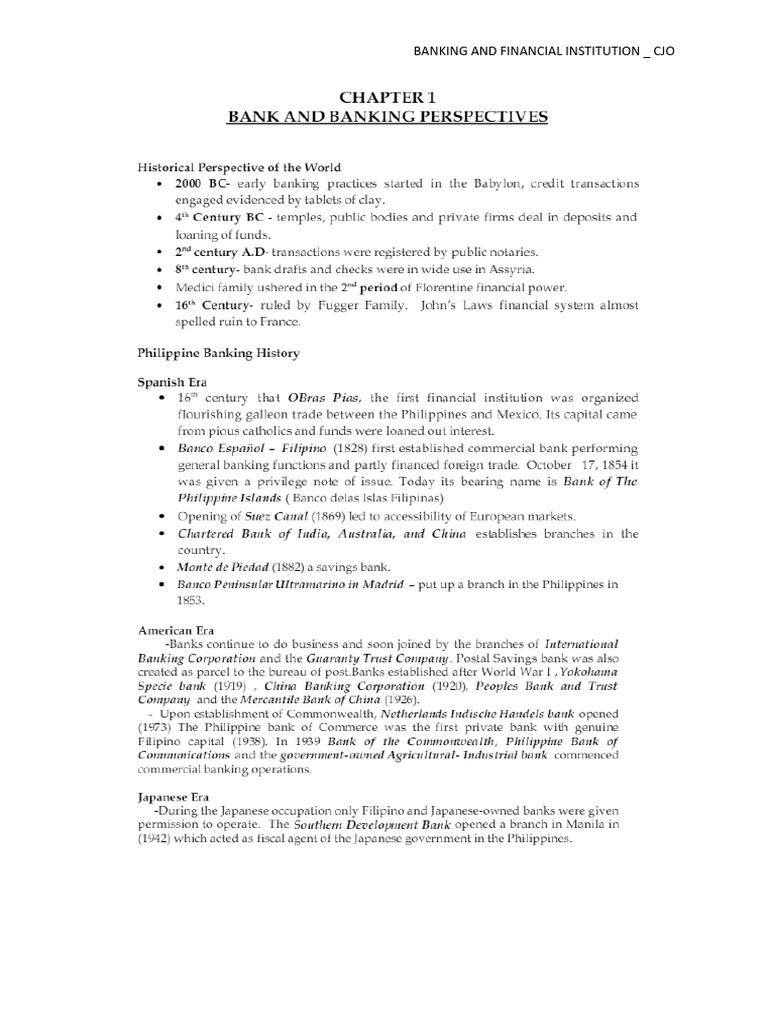Banking and Financial Institution Overview | PDF | Social Science
