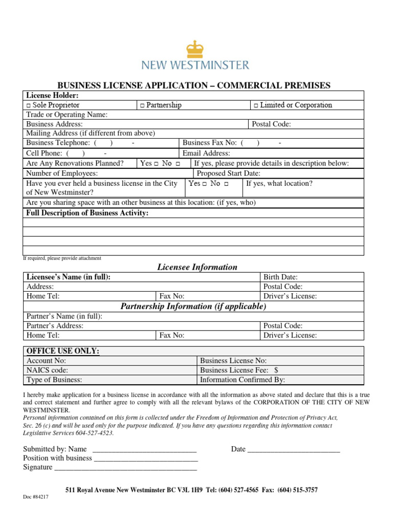 Business Licence Application Commercial | PDF
