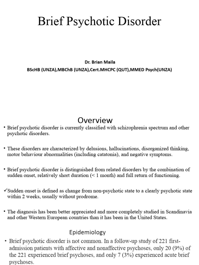 Brief Psychotic Disorder | PDF