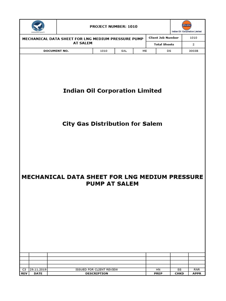 Data Sheet LNG MEDIUM PRESSURE PUMP | PDF