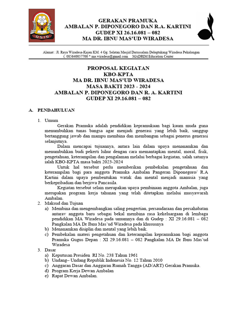 Proposal Kbo-Kpta THN 2023-2024 | PDF