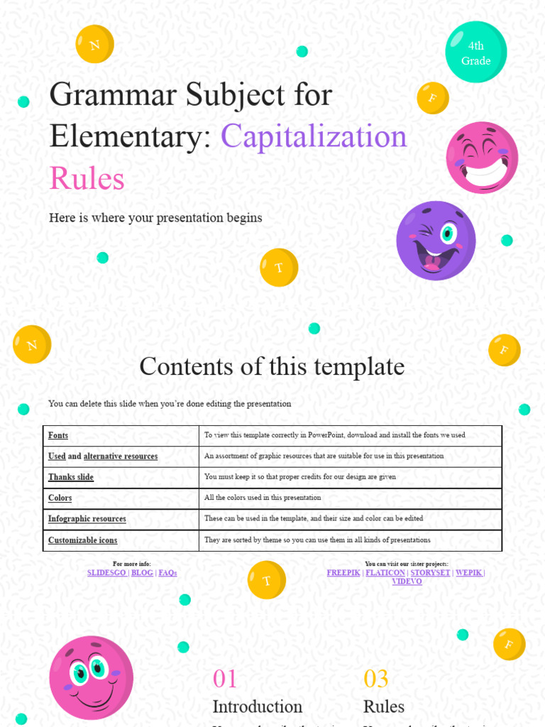 Grammar Subject For Elementary - 4th Grade - Capitalization Rules by ...