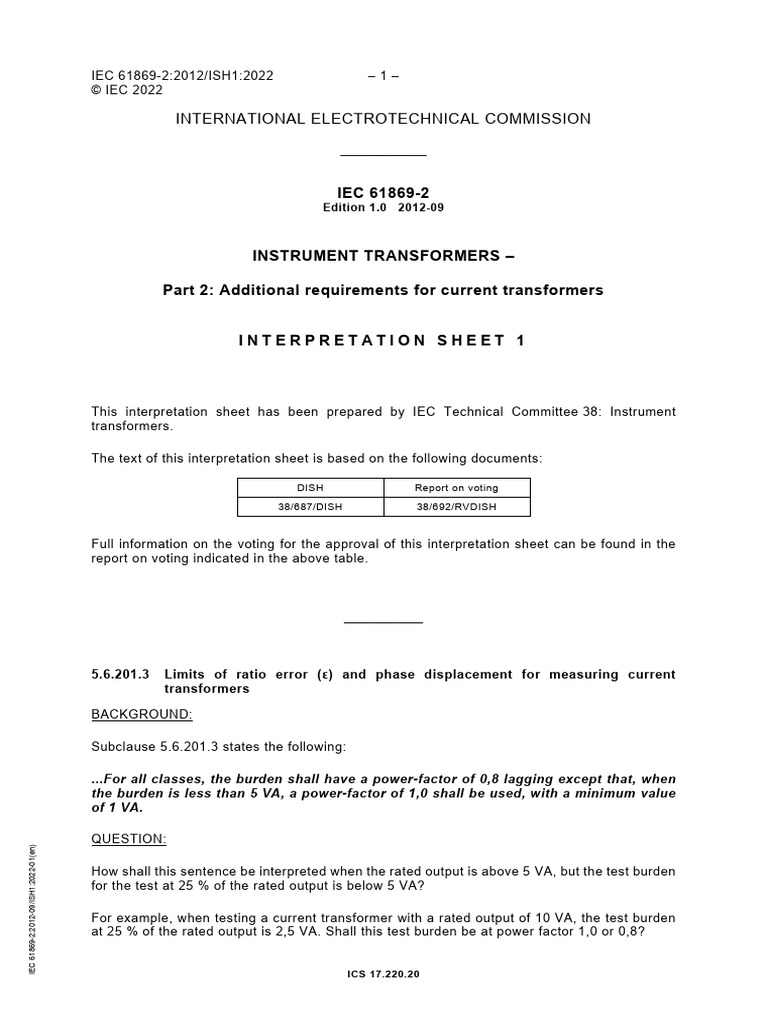 IEC 61869-2 Current Transformers Guide | PDF | Technology & Engineering