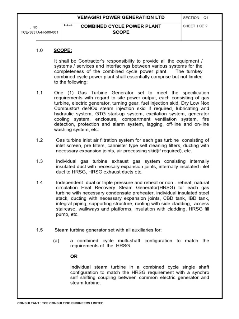 Power Plant Equipment Scope | PDF | Electrical Substation | Steam