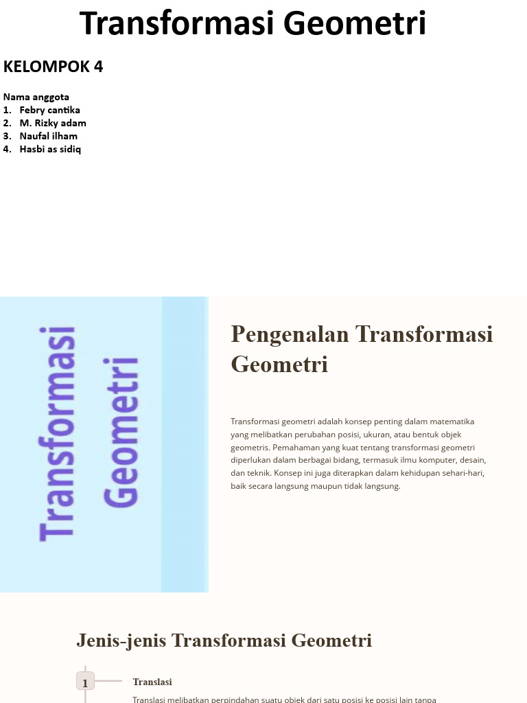 Pengenalan Transformasi Geometri | PDF