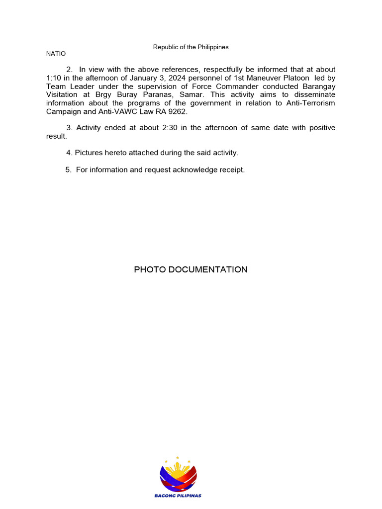 January 3, 2024 Brgy Buray Paranas, Samar - Copy | PDF