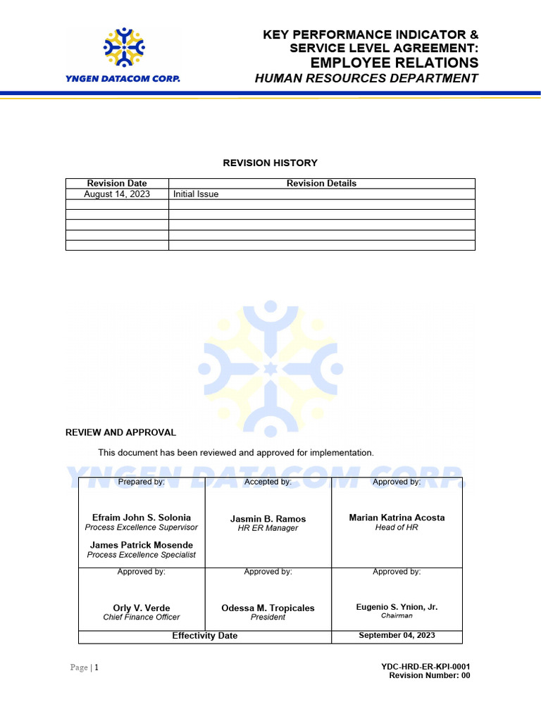 Employee Relations KPI & SLA Overview | PDF | Performance Indicator ...