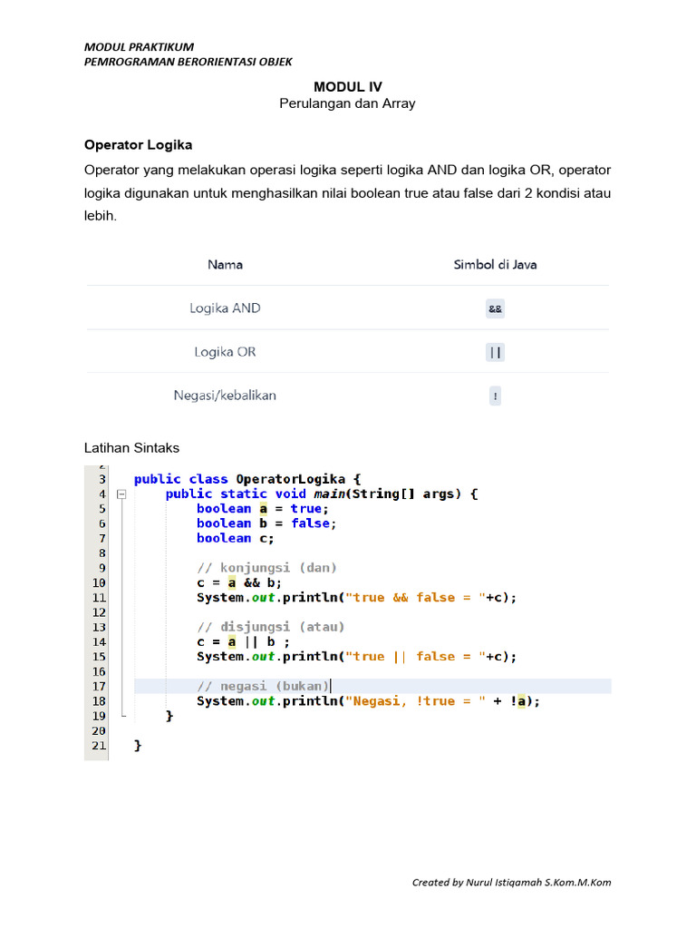 Praktikum Pemrograman Berorientasi Objek MODUL IV | PDF