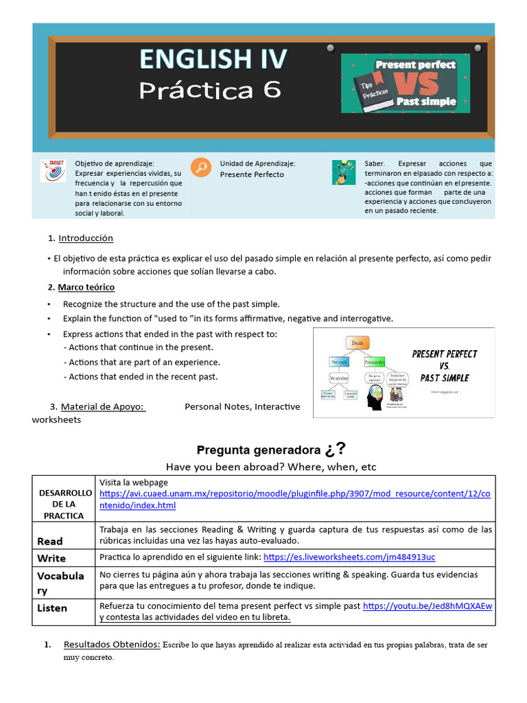 Practica 6 Inglés 4 | PDF