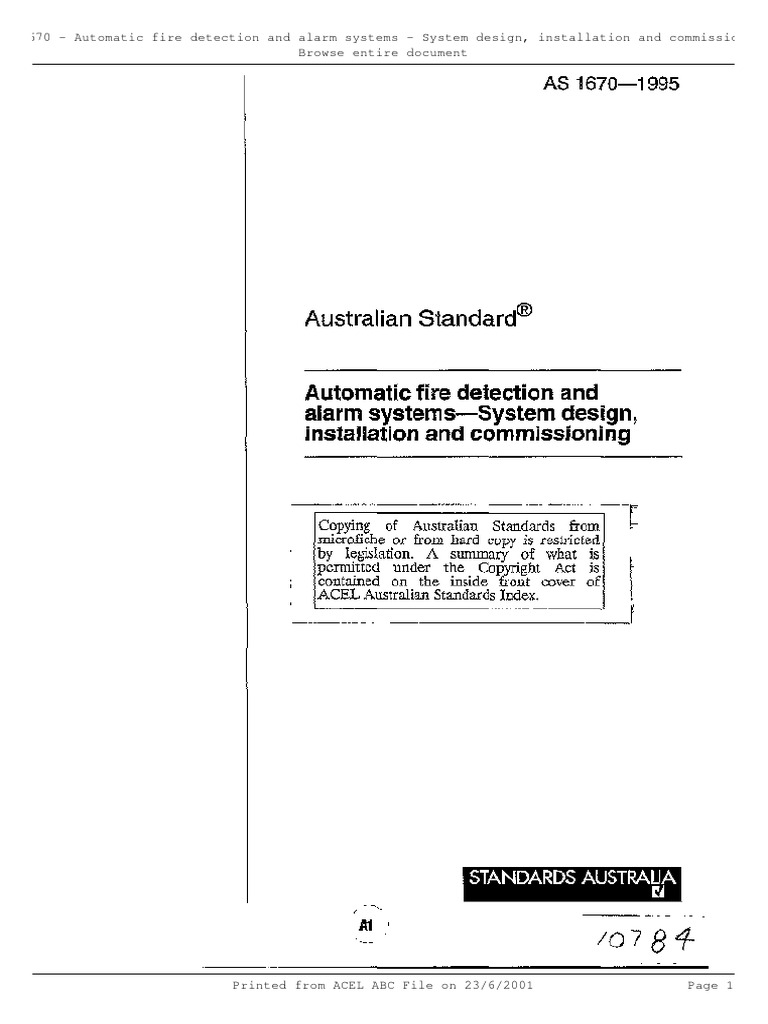AS 1670 Automatic Fire Detection and Alarm Systems | PDF | Software ...