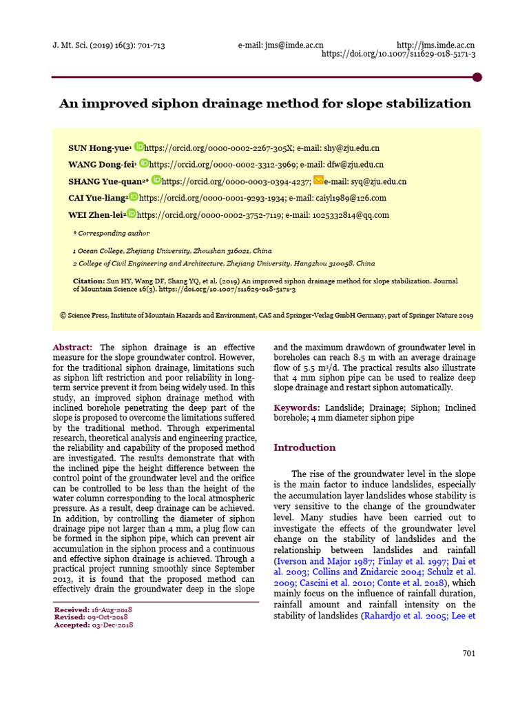 An Improved Siphon Drainage Method for Slope Stabilization | PDF ...