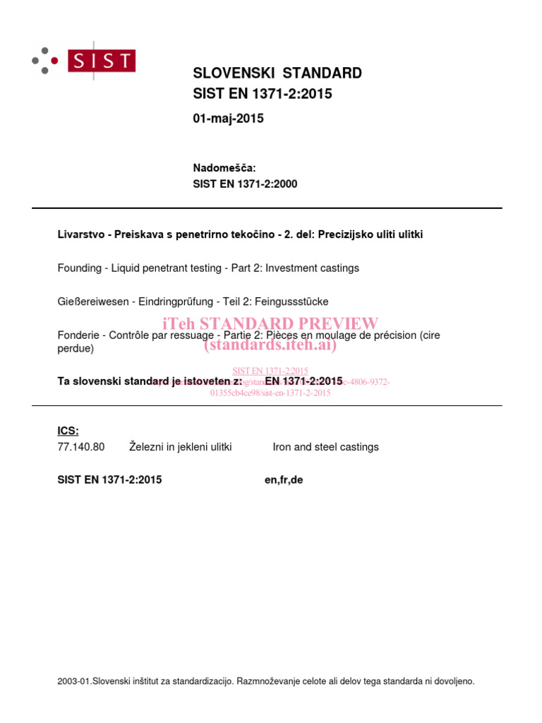 SIST-EN-1371-2-2015 | PDF