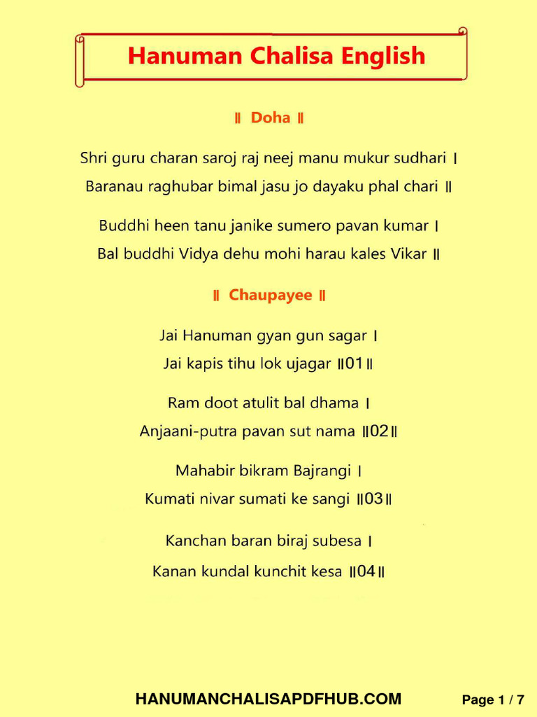 Hanuman Chalisa English | PDF