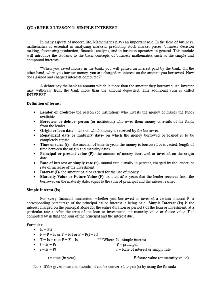 Simple Interest | PDF