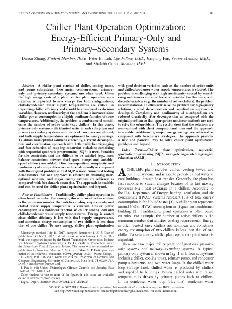 Chiller Plant Operation Optimization: Energy-Efficient Primary-Only and ... Chiller Plant Operation Optimization: Energy-Efficient Primary-Only and ...