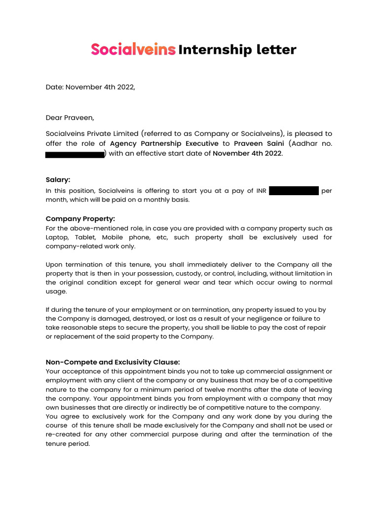 Internship Letter | PDF