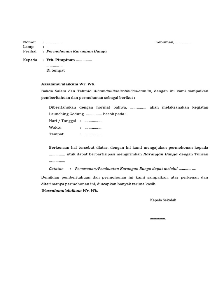 Permohonan Karangan Bunga | PDF | Griya & Taman