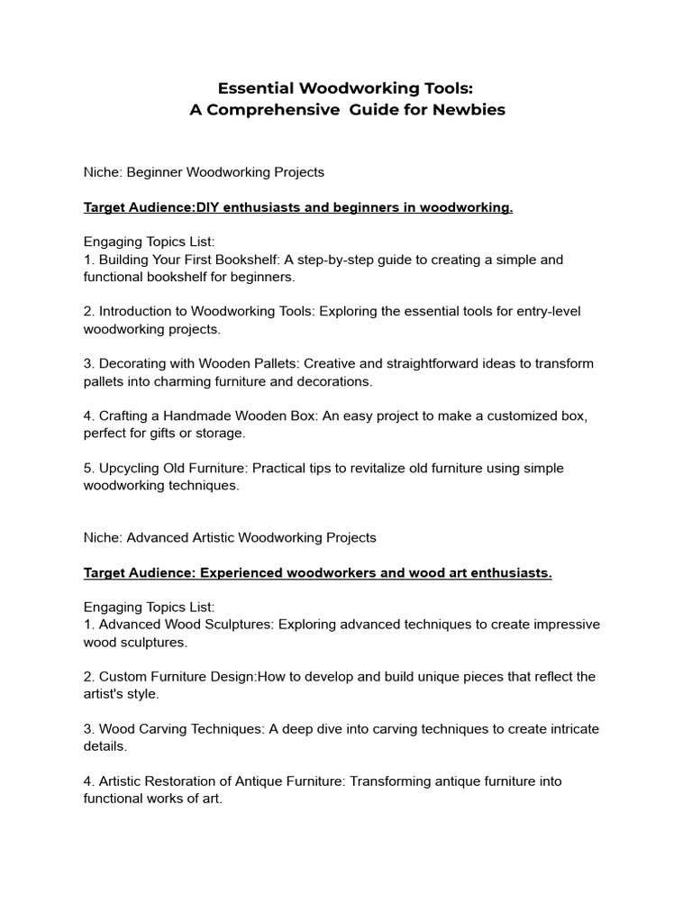 Essential Woodworking Tools | PDF