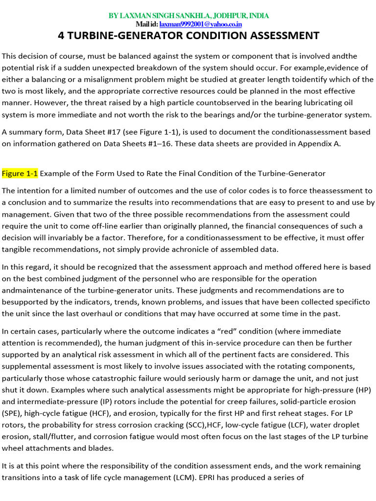 Upload 4 TURBINE-GENERATOR CONDITION ASSESSMENT | PDF | Fatigue ...