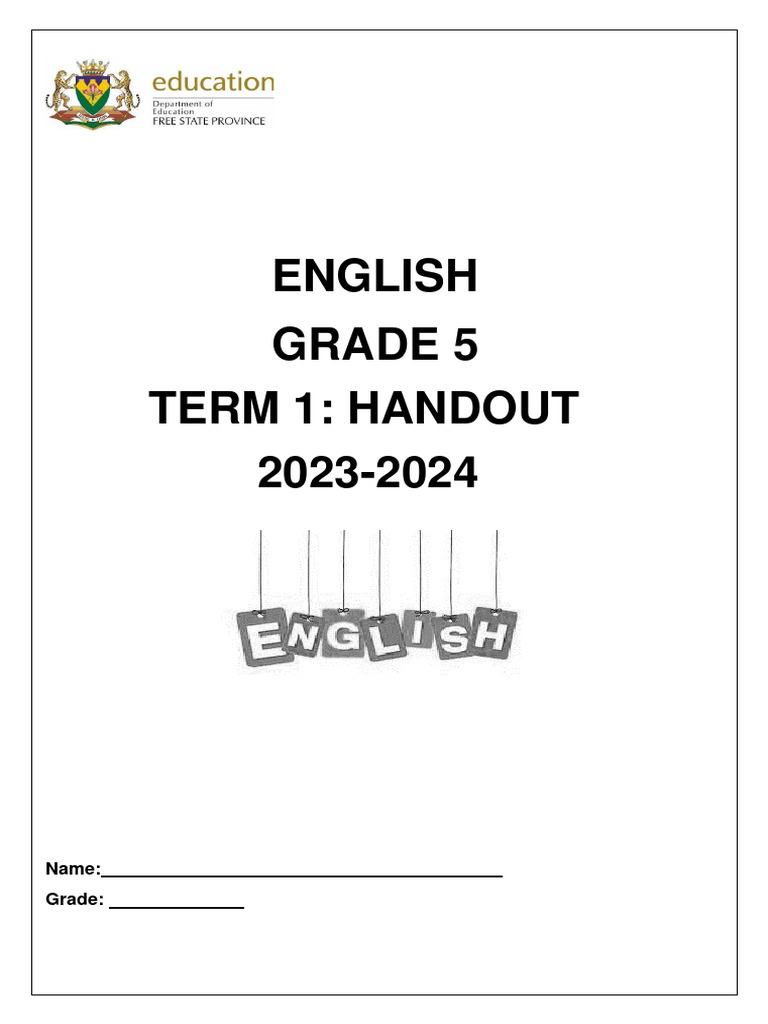 5.3. Grade 5 Term 1 2023 Handout | PDF | Verb | Grammatical Tense