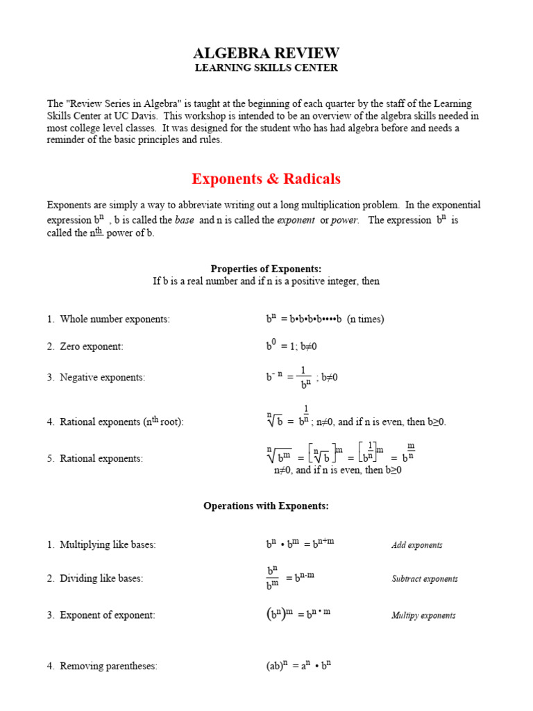 Algebra Workshops | PDF